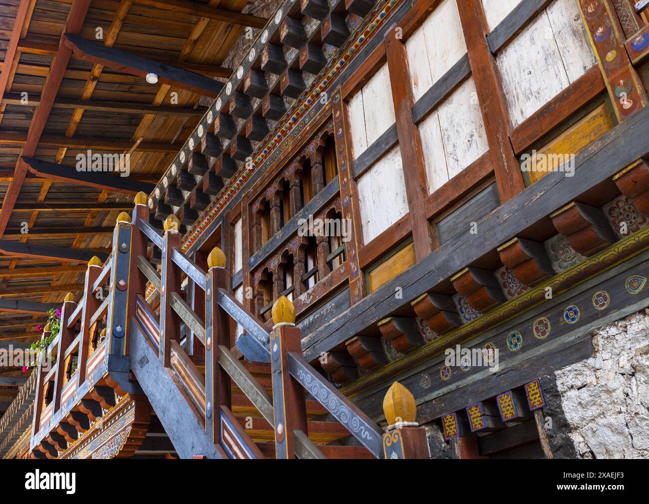 Ogyen Choling Palace and Museum stairs, Bumthang, Ogyen Choling, Bhutan ...