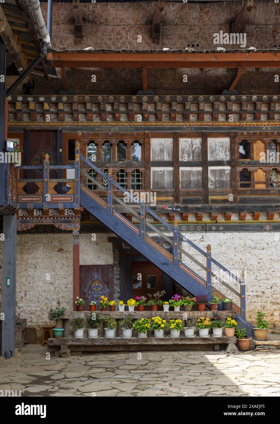 Ogyen Choling Palace and Museum stairs, Bumthang, Ogyen Choling, Bhutan ...