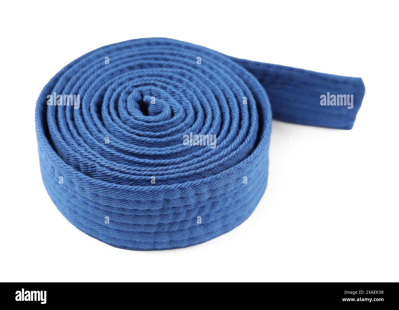 Blue karate belt isolated on white. Martial arts uniform Stock Photo ...
