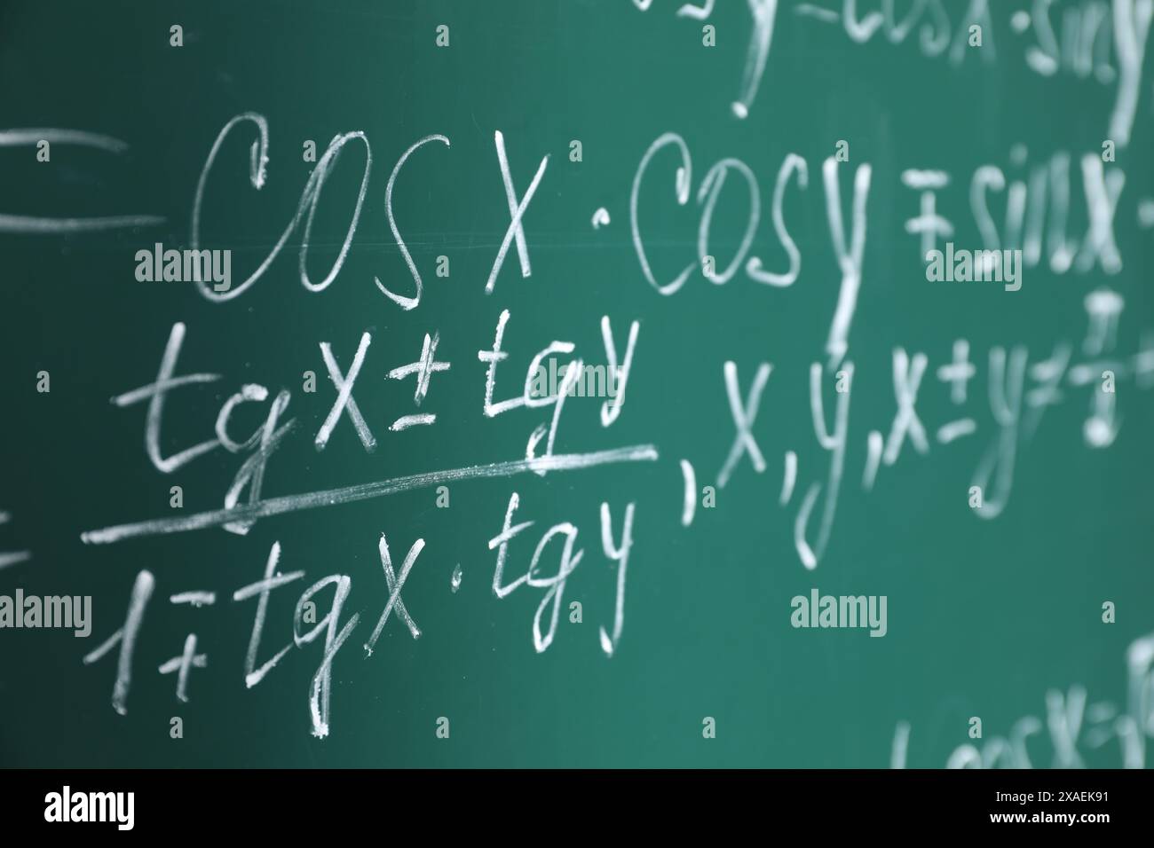 Many different math formulas written on chalkboard, closeup Stock Photo - Alamy