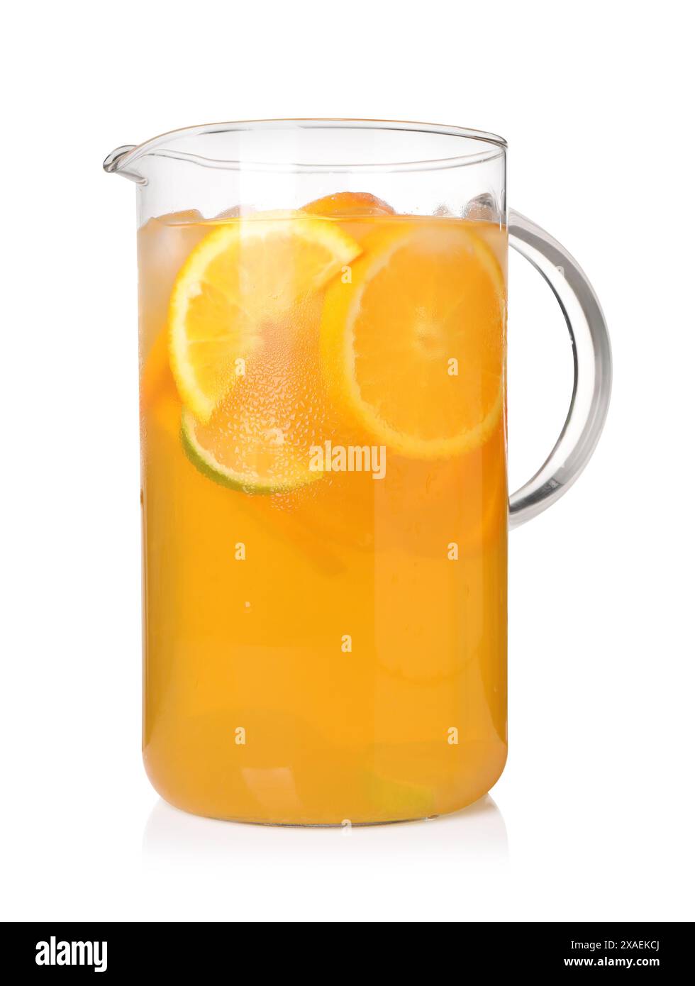 Freshly made lemonade in jug isolated on white Stock Photo - Alamy
