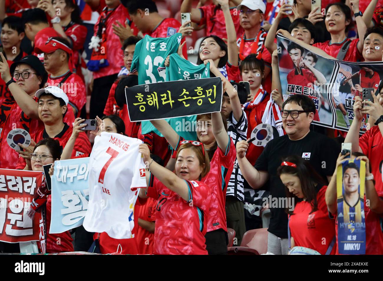 South Korea fans cheer during 2026 FIFA World Cup Asian 2nd Qualifier ...