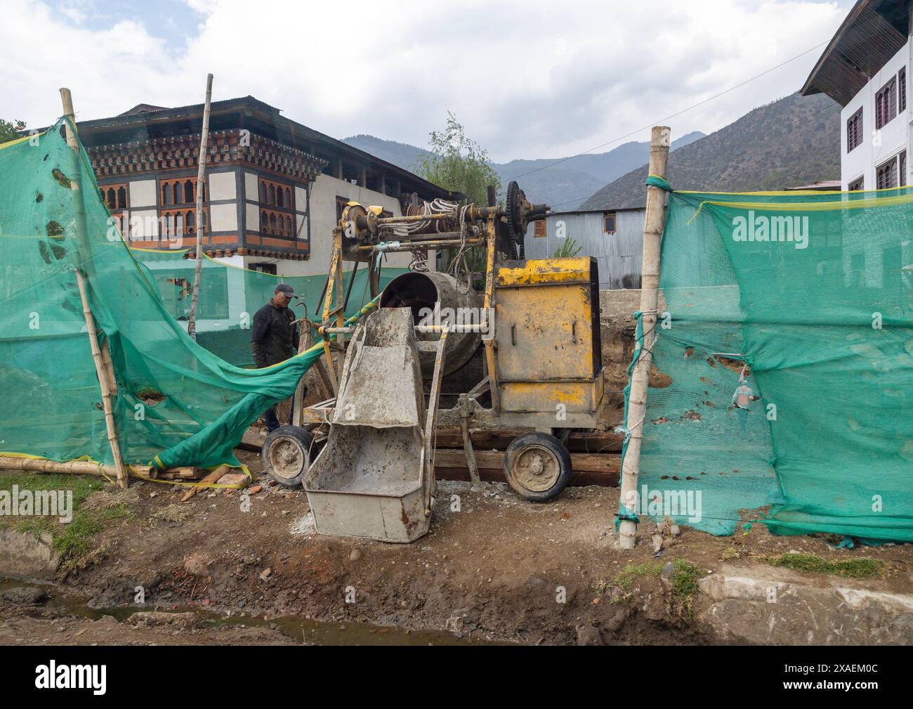 Construction site of a building, Wangchang Gewog, Paro, Bhutan Stock ...