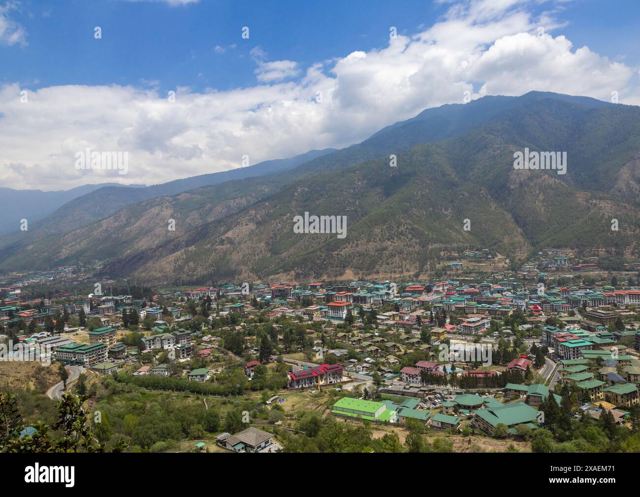 View of the town from Kuenselphodrang Nature Park, Chang Gewog, Thimphu ...