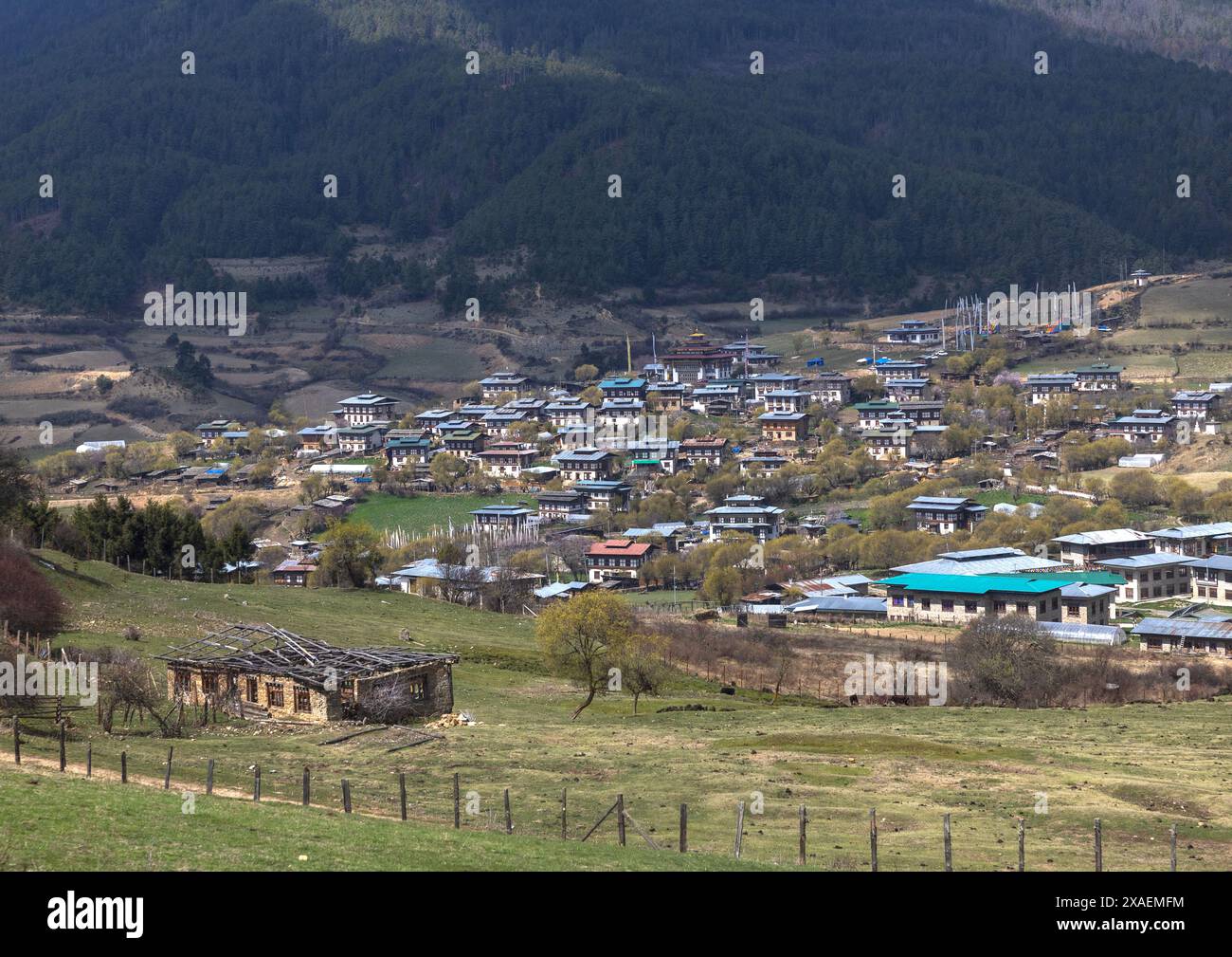 Village in the valley, Trongsa District, Trongsa, Bhutan Stock Photo ...