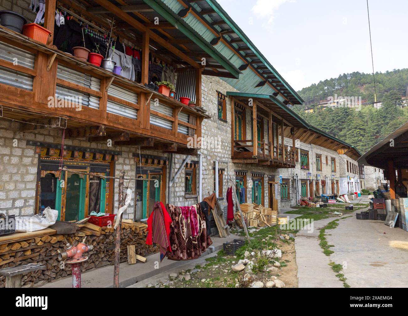 Bhutanese traditional house at rural area, Chhoekhor Gewog, Bumthang ...