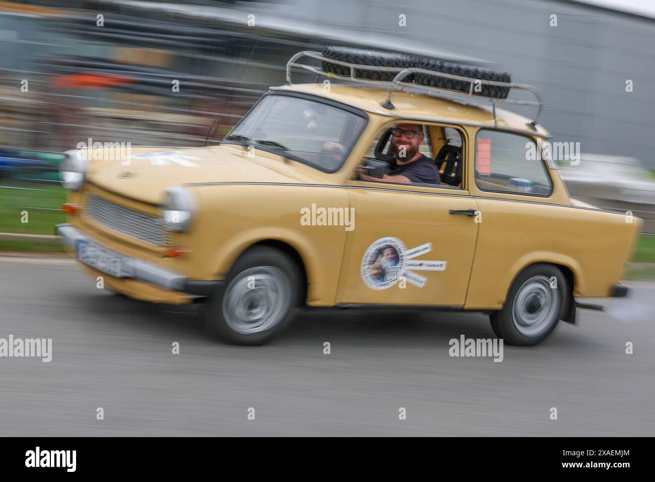 03 April 2024, Saxony, Zwickau: Jan-Erik Nord from Berlin is driving ...