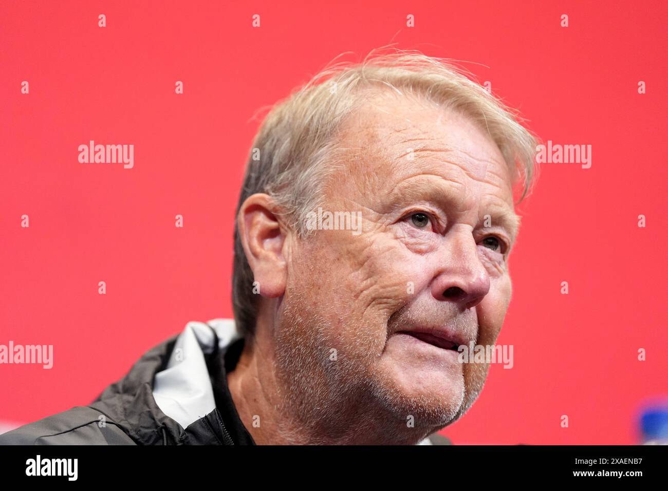Iceland head coach Age Hareide during a press conference at Wembley ...