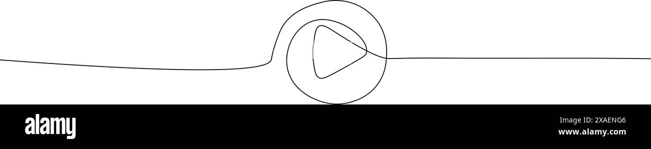 One continuous line drawing of Play button. Icon of start and pause ...