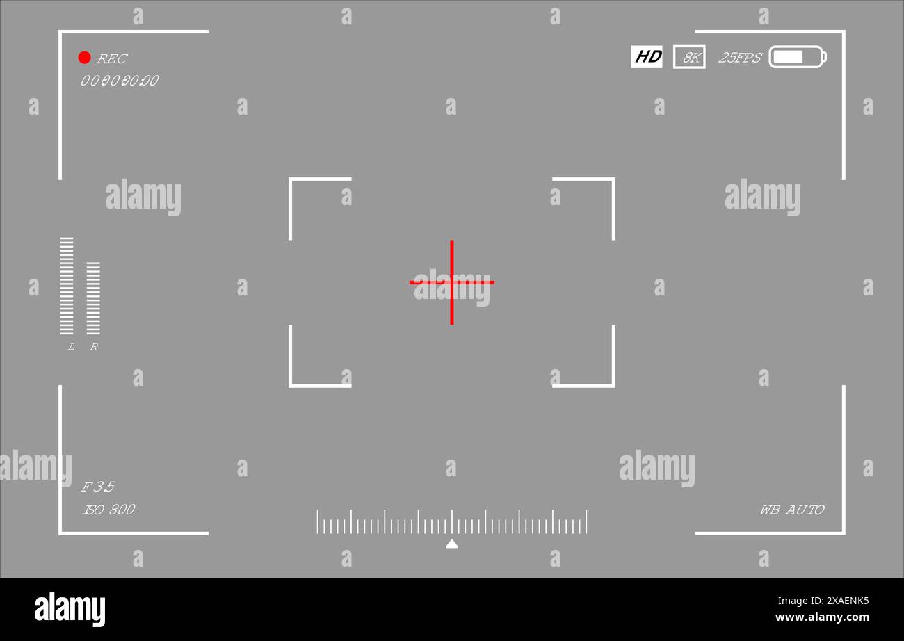 Video camera viewfinder . Video filming screen vector template. Camera ...