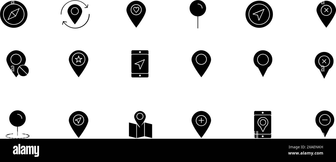 Set location pin icon symbol sign isolated on transparent background ...