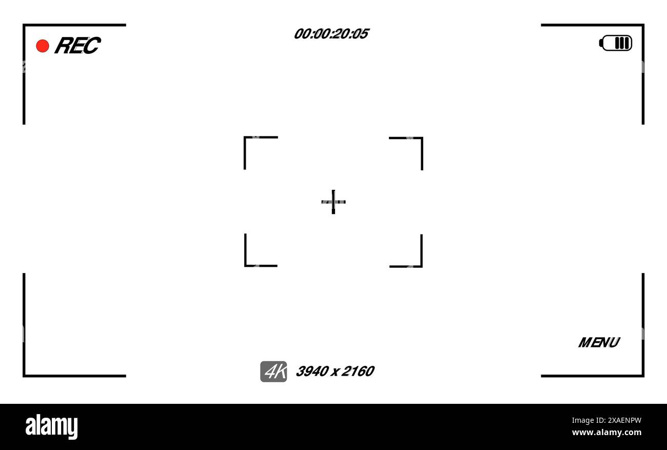 Video camera viewfinder . Video filming screen vector template. Camera ...