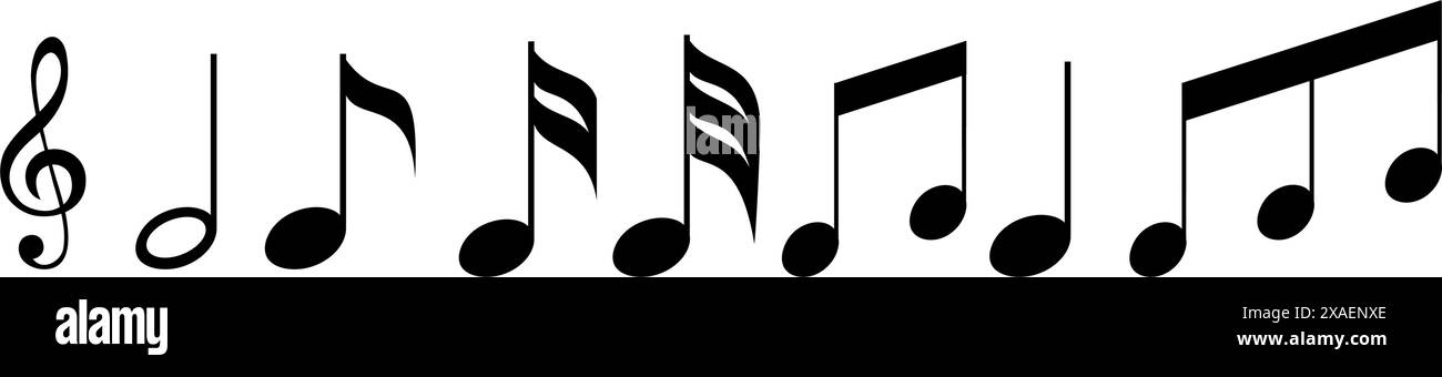 Musical notes set. Music notes icons collection. Musical note. Treble ...