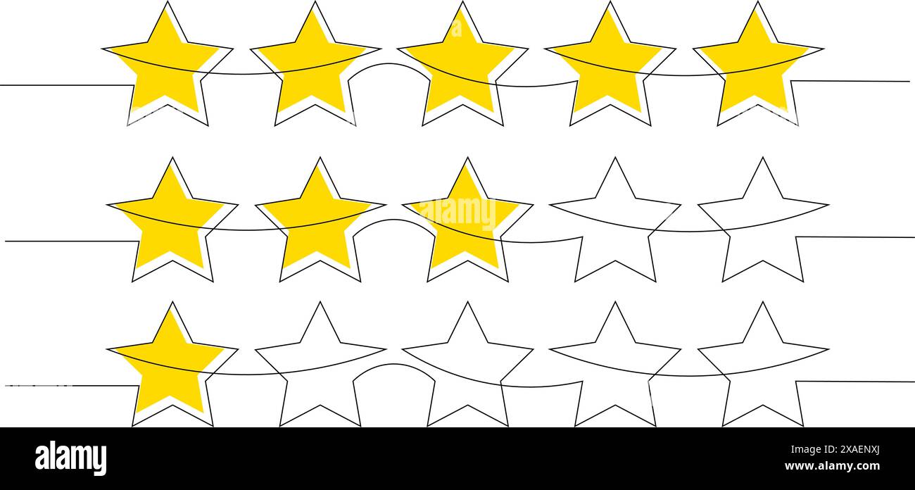 One continuous line drawing set of stars. Rating service, high quality ...