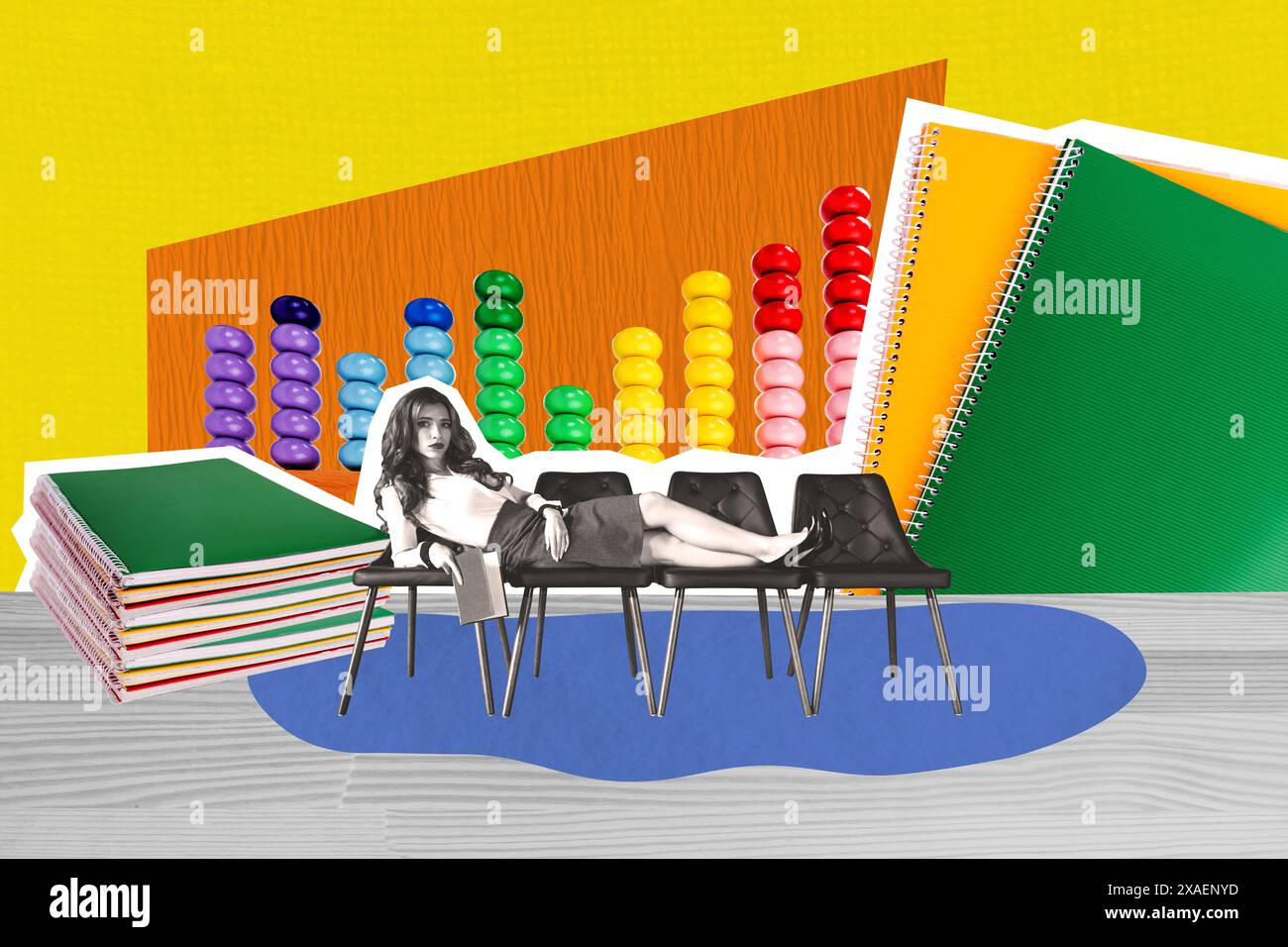 Trend artwork composite sketch 3D photo collage of workspace school ...