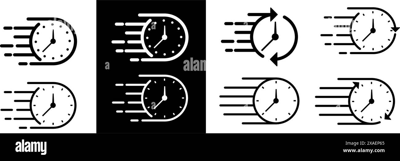 Quick time or deadline icon set in line style, Timers, Express service ...