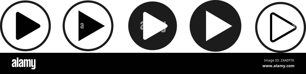 Play icons are set in different styles, and video play button signs are ...