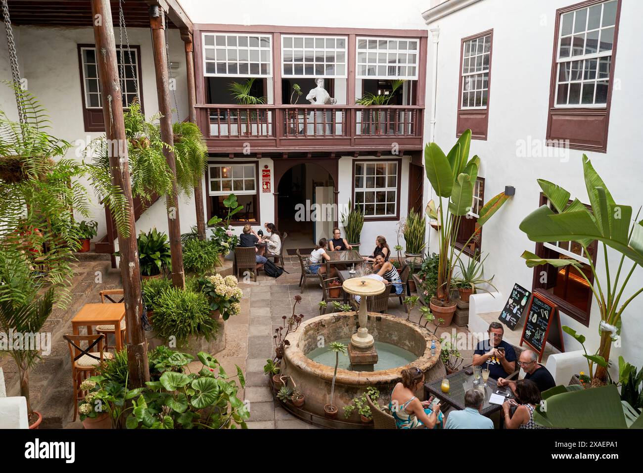 Interior terrace of a bar in La Laguna, Tenerife, Spain. 06-06-2024 ...