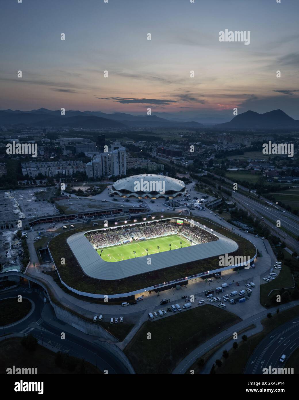 Ljubljana Stozice, Slovenia - 19 June 2023: Panoramic view of a famous ...