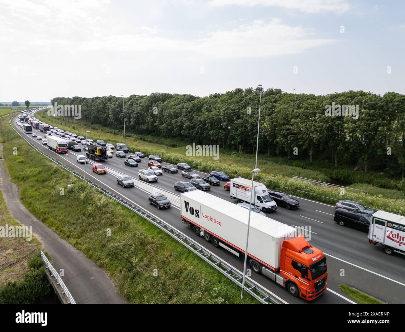 Woerden, Netherlands 6th June 2024. Heavy traffic on Dutch highway A12 ...