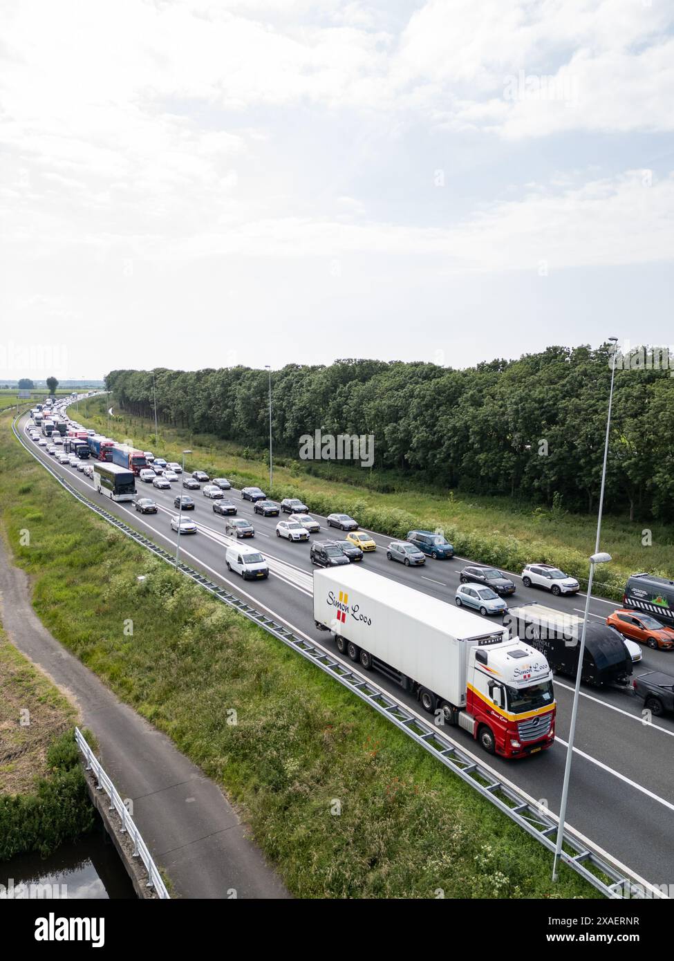 Woerden, Netherlands 6th June 2024. Heavy traffic on Dutch highway A12 ...