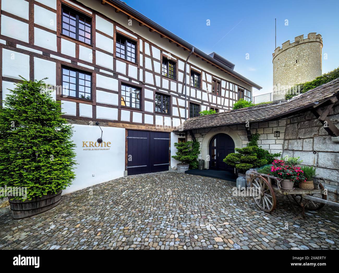 Regensberg, Switzerland - May 28, 2024: Charming traditional hotel ...