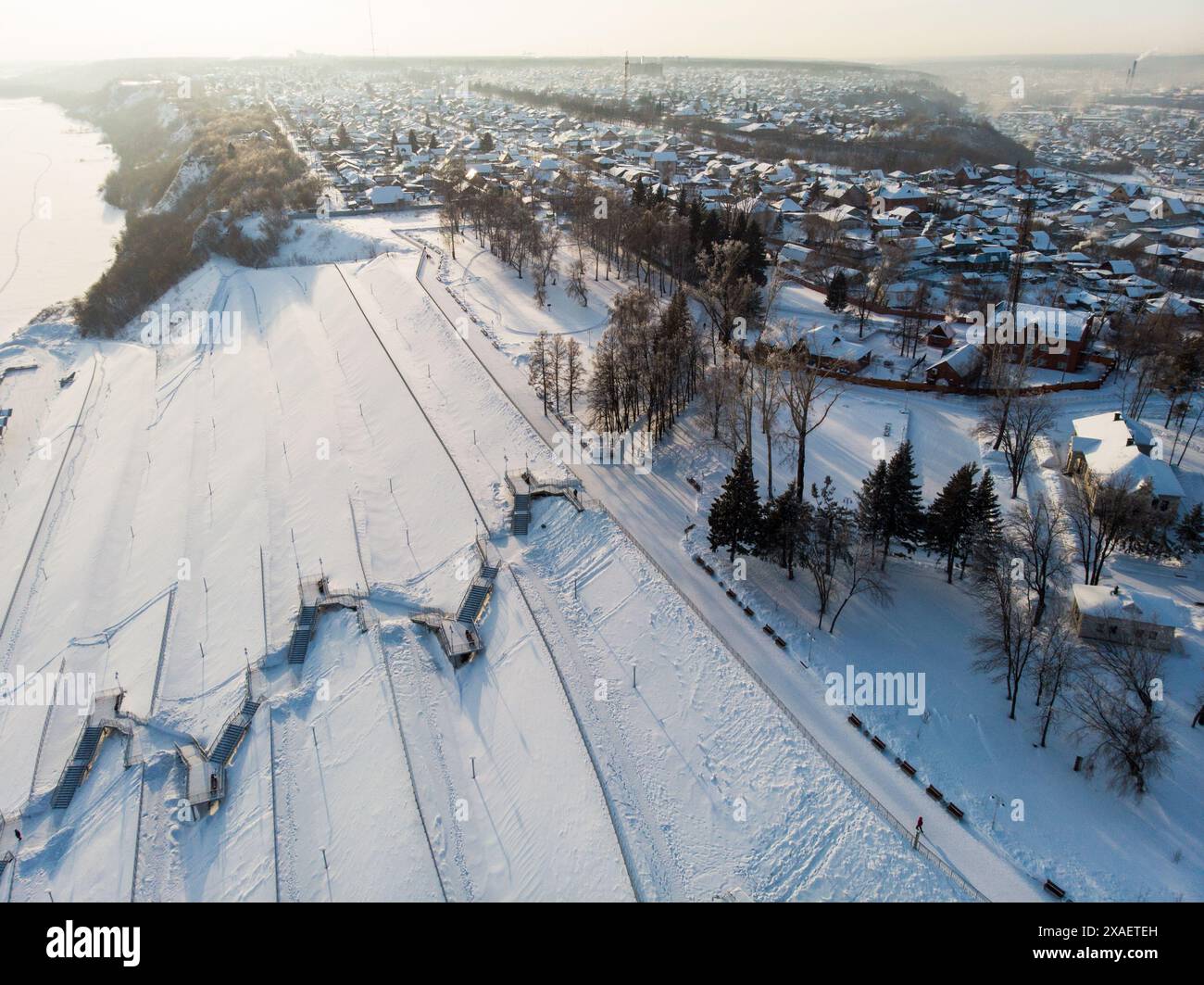 Winter in siberia drone flight hi-res stock photography and images - Alamy