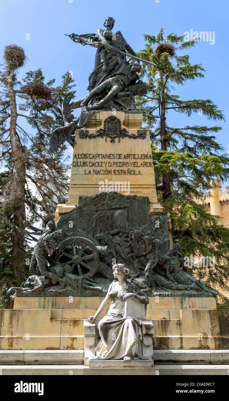 Segovia, Spain - 7 April, 2024: vertical view of the Daoiz and Velarde ...