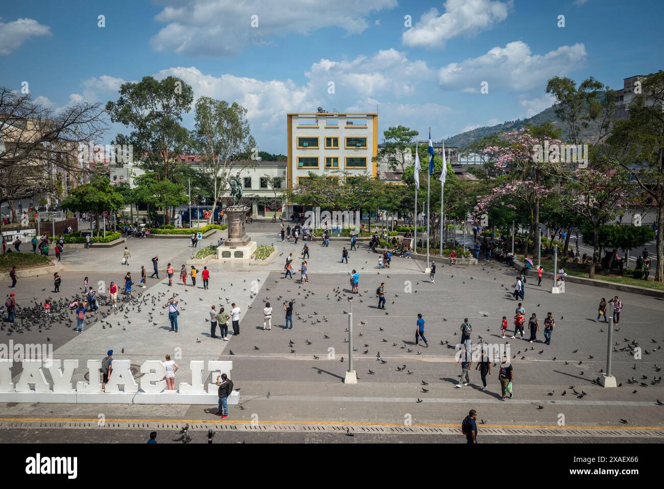 Elevated view of th Plaza Gerardo Barrios, also known as the Civic ...