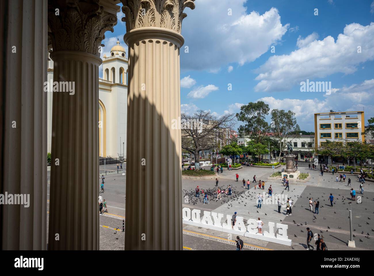 Elevated view of th Plaza Gerardo Barrios, also known as the Civic ...