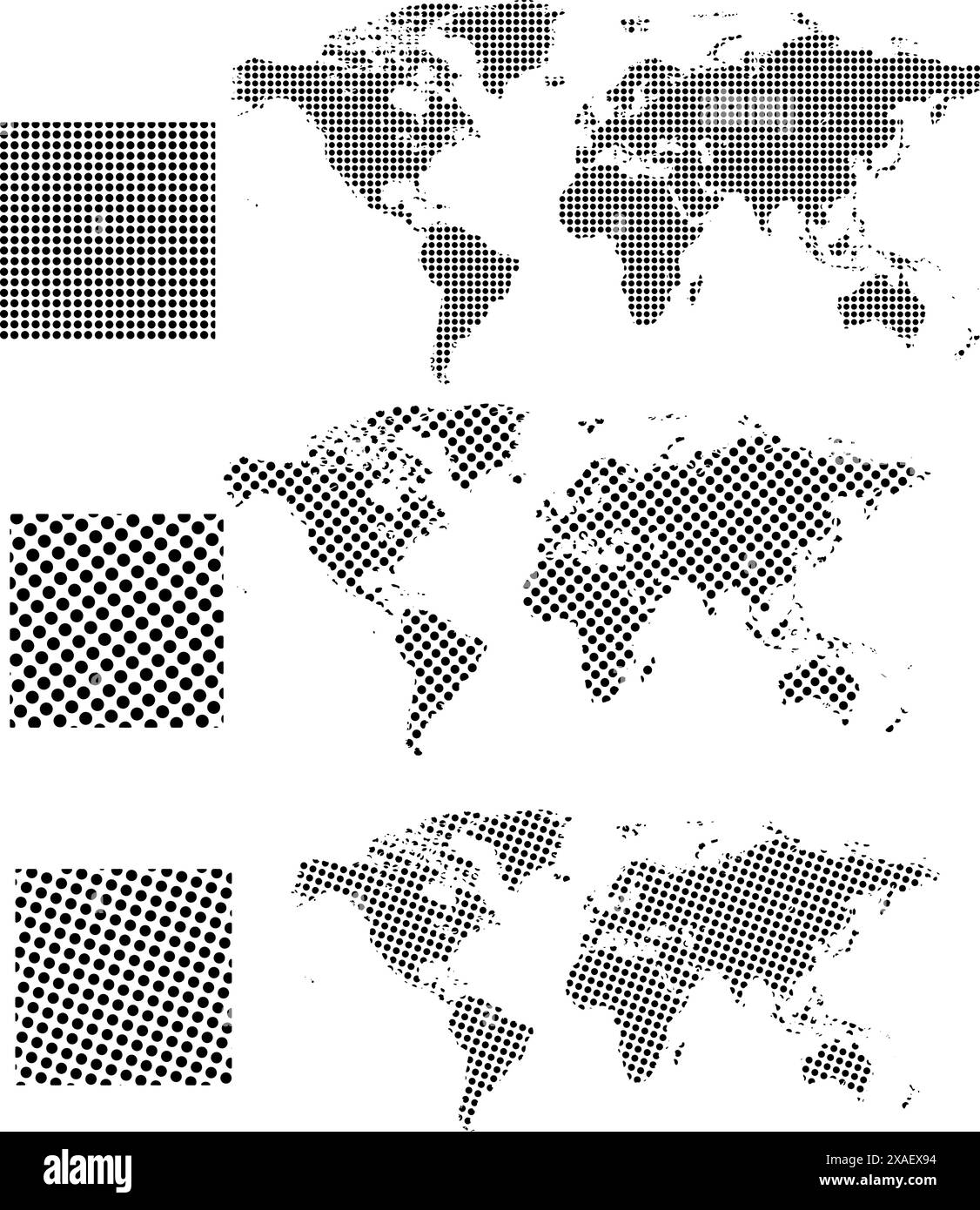 Set of dotted world maps in different resolution Stock Vector Image ...