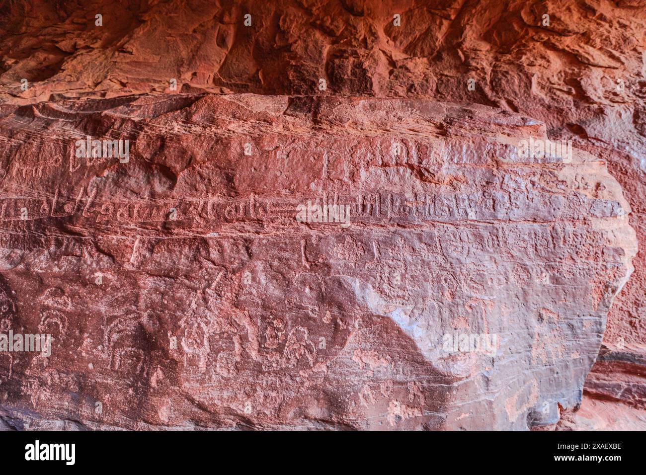 close up of 2000 years old Anfashieh inscriptions of Khazali canyon ...