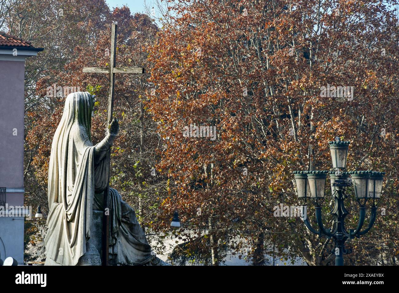 The statue "Religion" in front of the church of Gran Madre di Dio with ...
