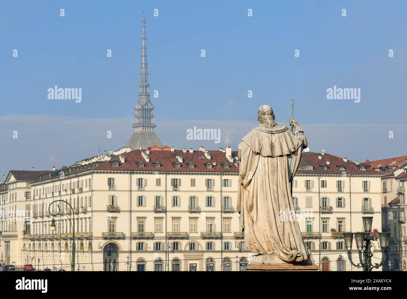 Back view of the statue of Victor Emmanuel I of Savoy and the top of ...
