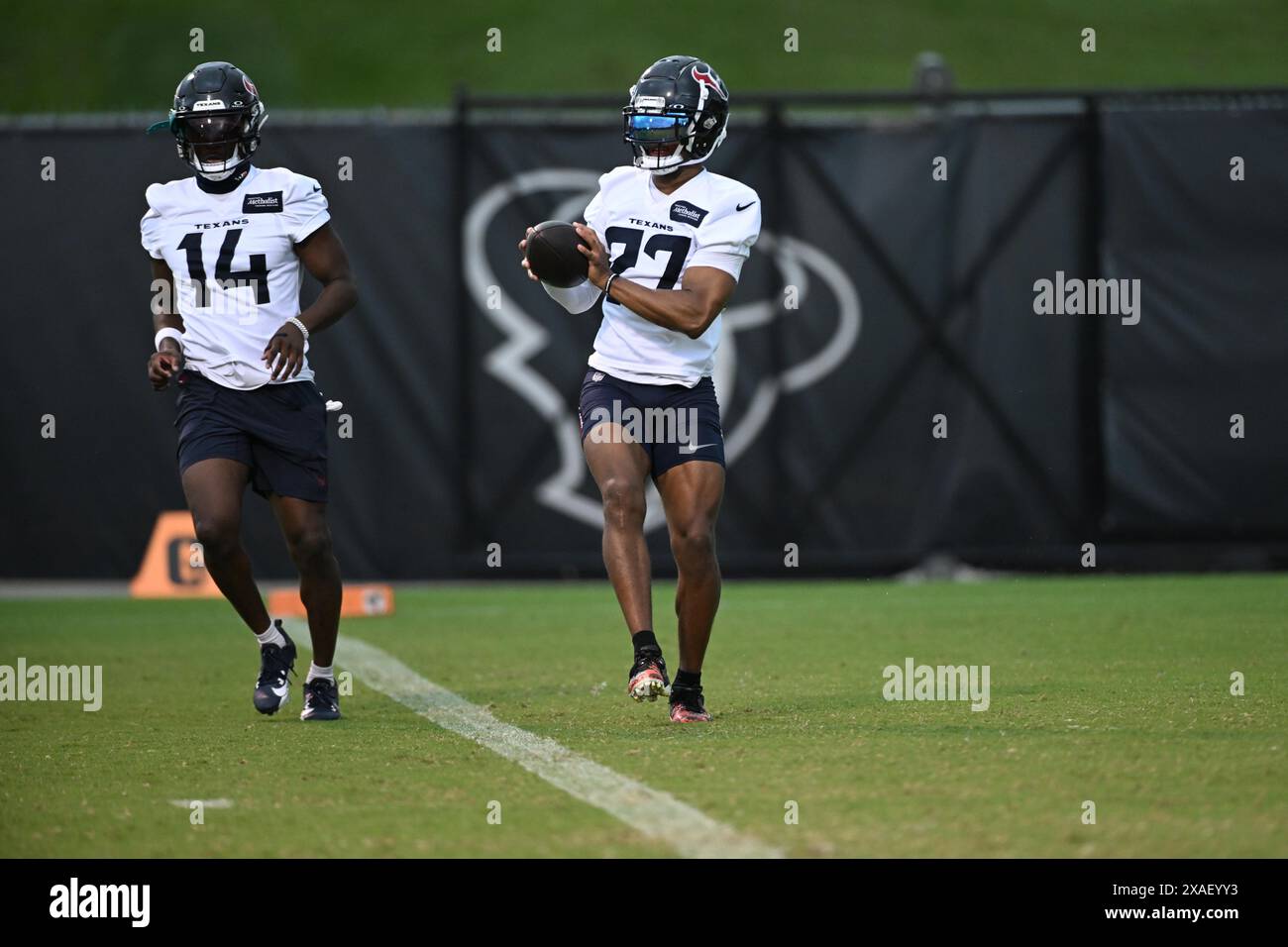 Houston Texans cornerback Kamari Lassiter (14) and cornerback Troy ...