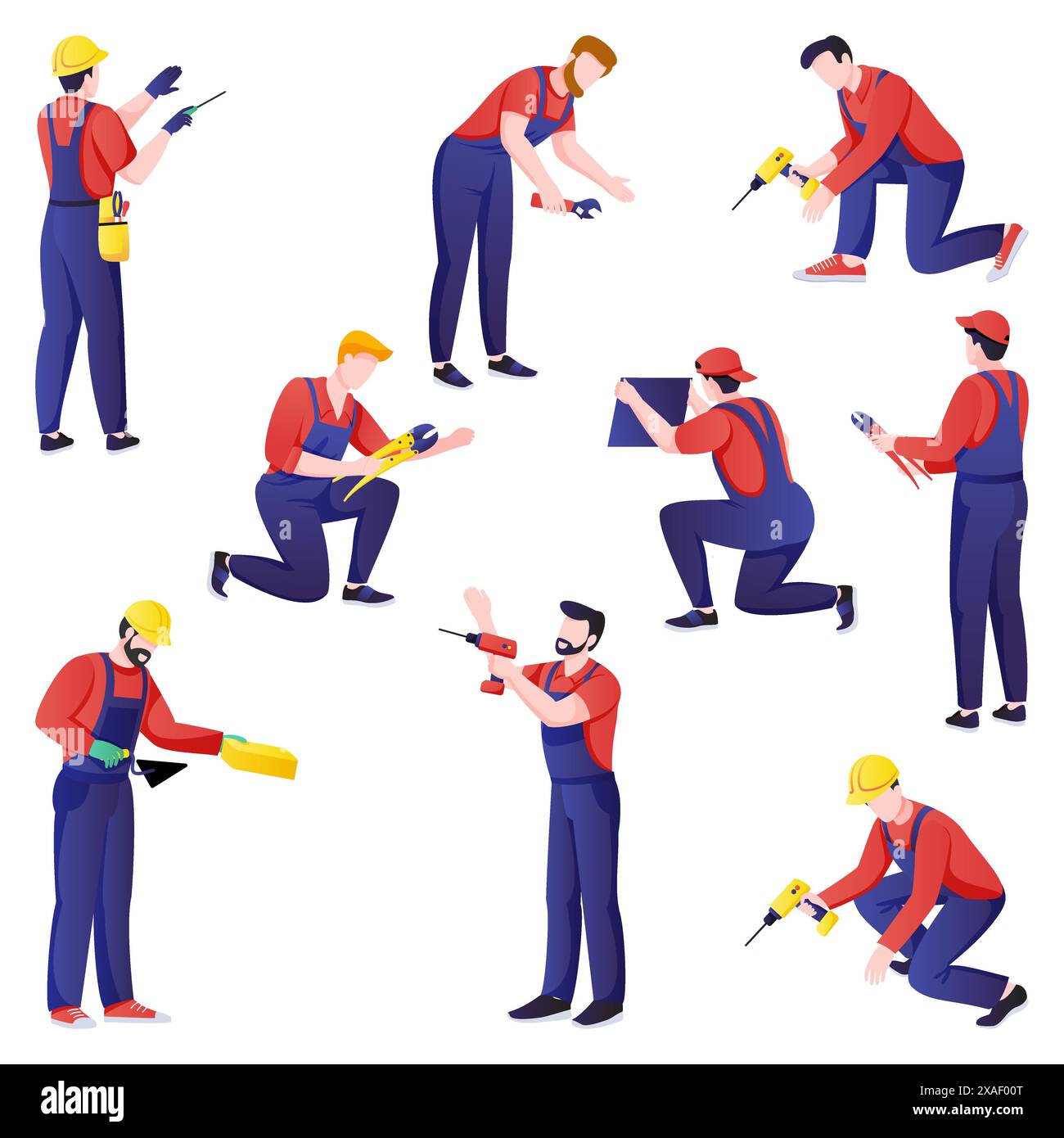 Professional workers men set, isolated on white background. Home ...