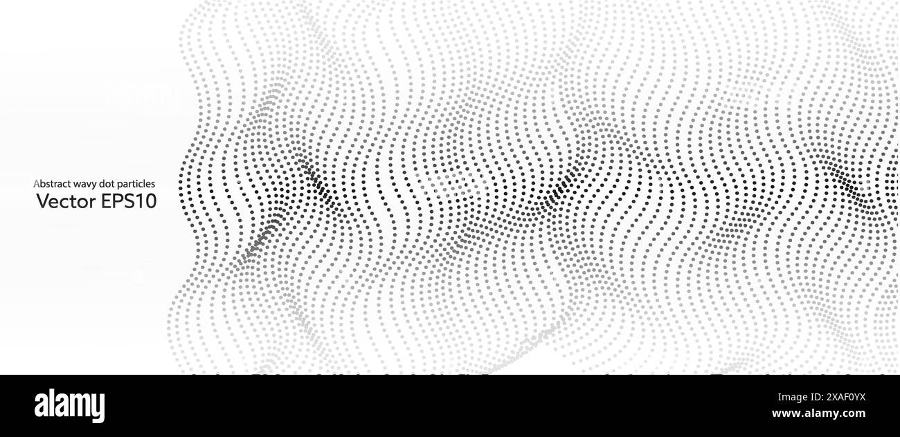 Flowing Dots Particles Wave Pattern 3d Curve Halftone Black Gradient Curve Shape Isolated On