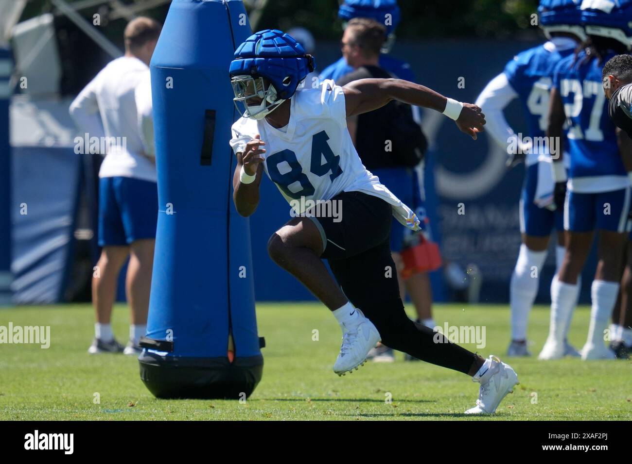 Indianapolis Colts' Jordan Murray runs a drill during an NFL football ...