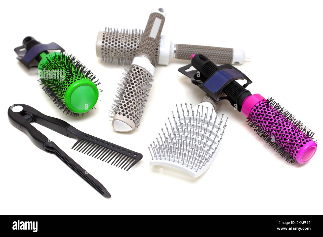 Set plastic hair brushes Cut Out Stock Images & Pictures - Alamy