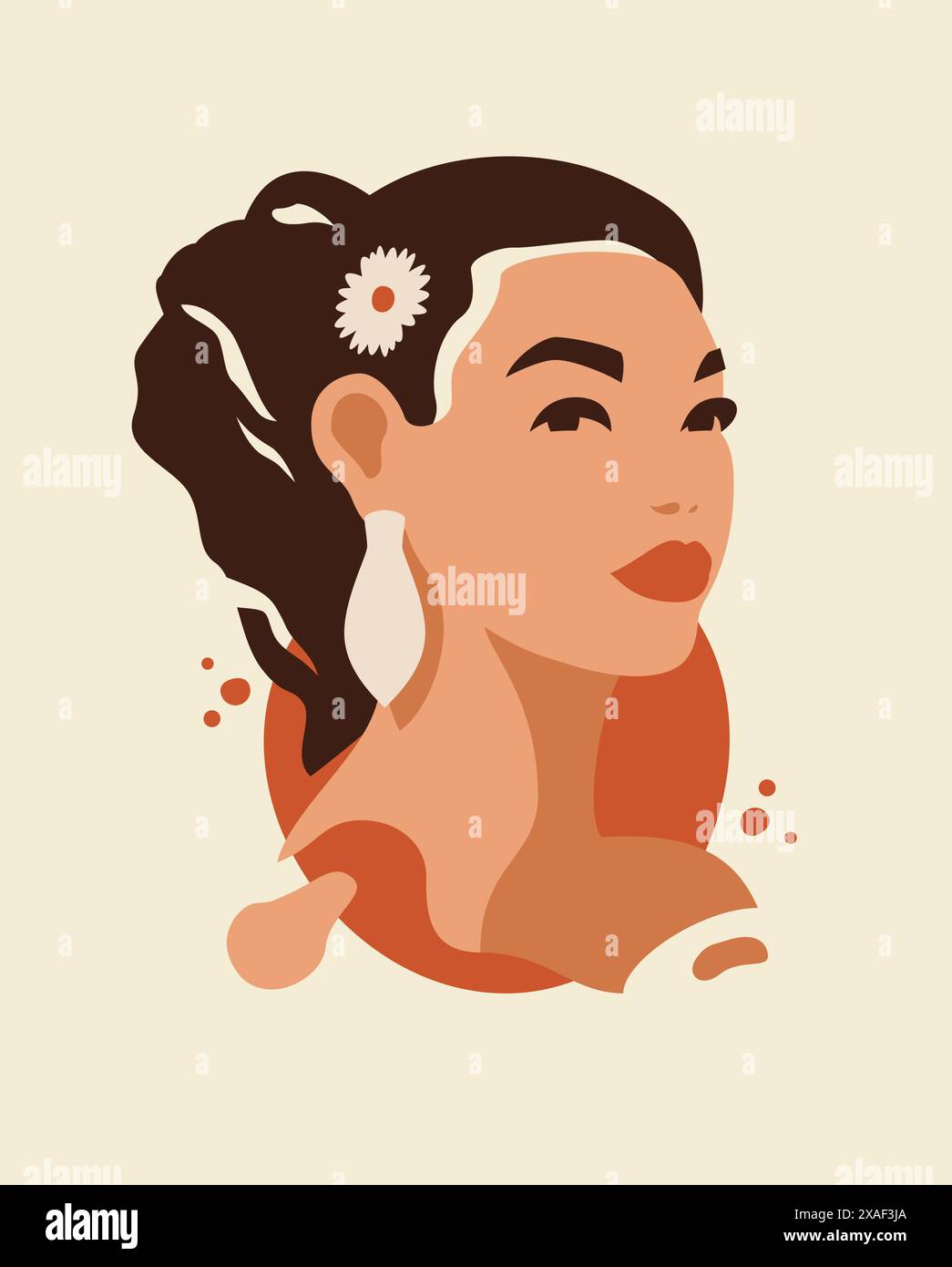 Elegant Asian female abstract paint pastel color portrait summer flower ...