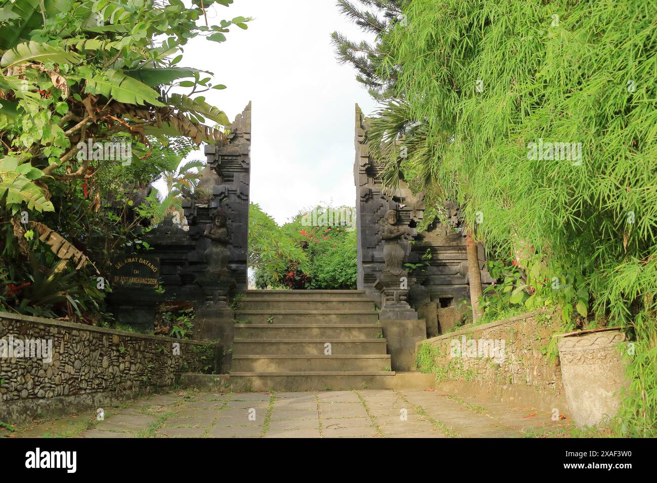 the Traditional design of Balinese dwelling house and home temple Stock ...