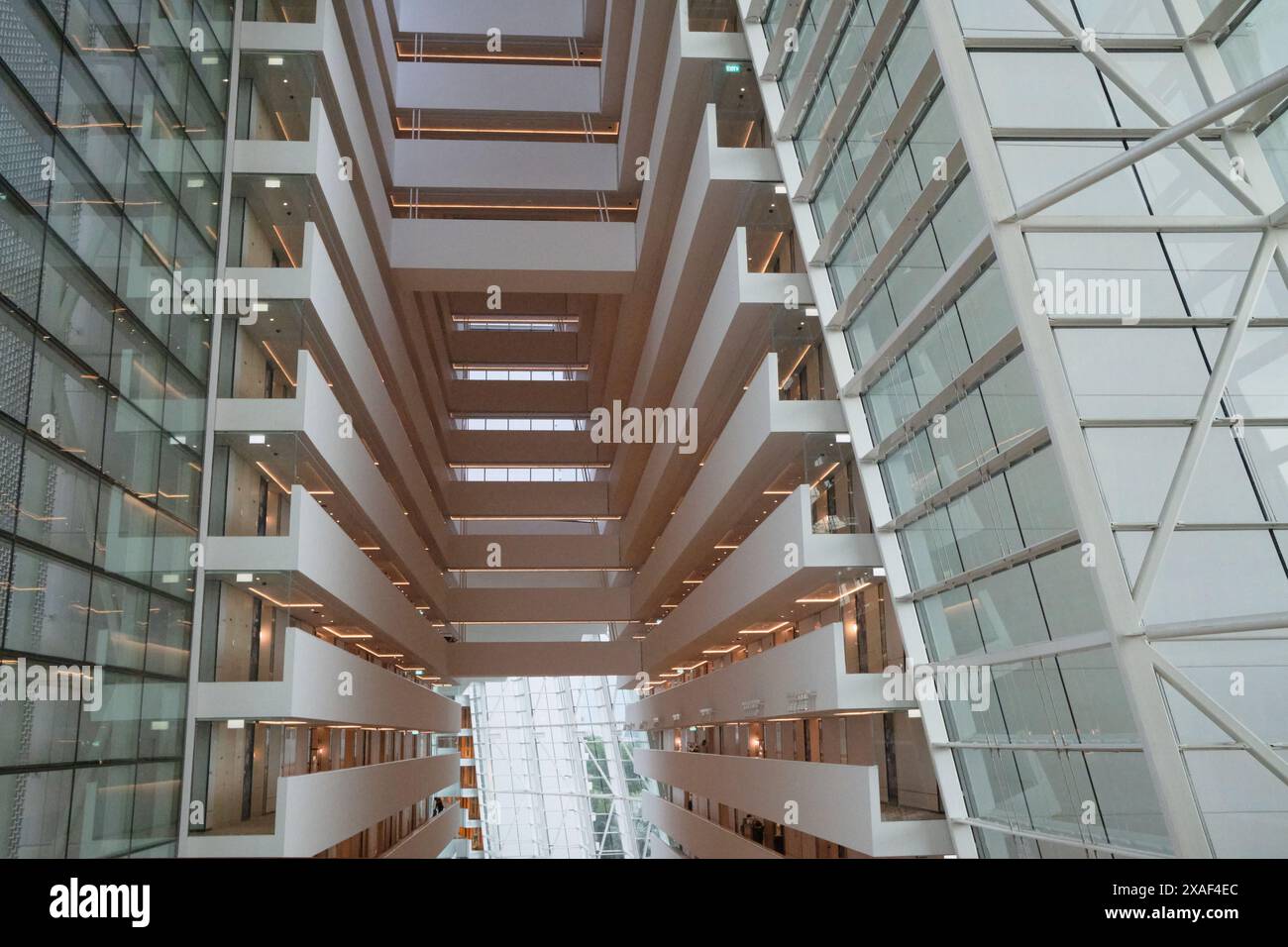 Internal balconies inside the Marina Bay Sands building's atrium Stock ...