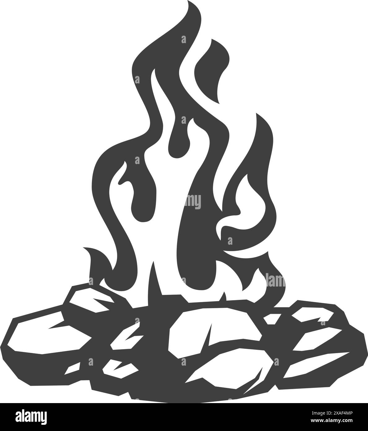 Fire burning night campfire on Black and White Stock Photos & Images ...