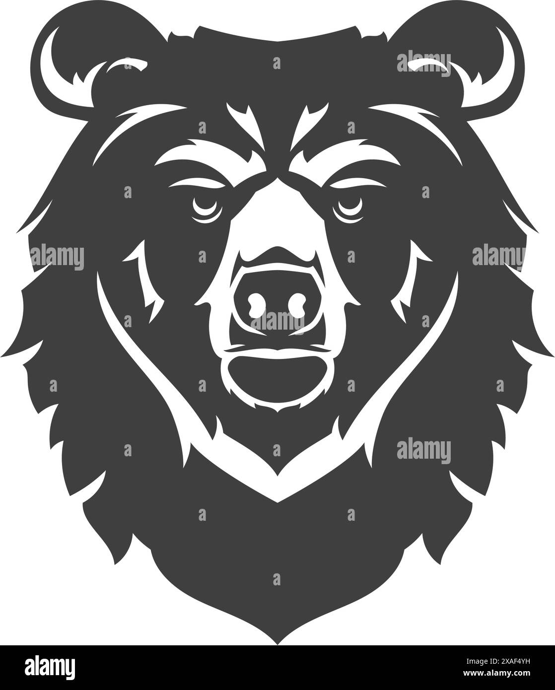Bear muzzle portrait aggressive furry wild predator beast vintage icon ...