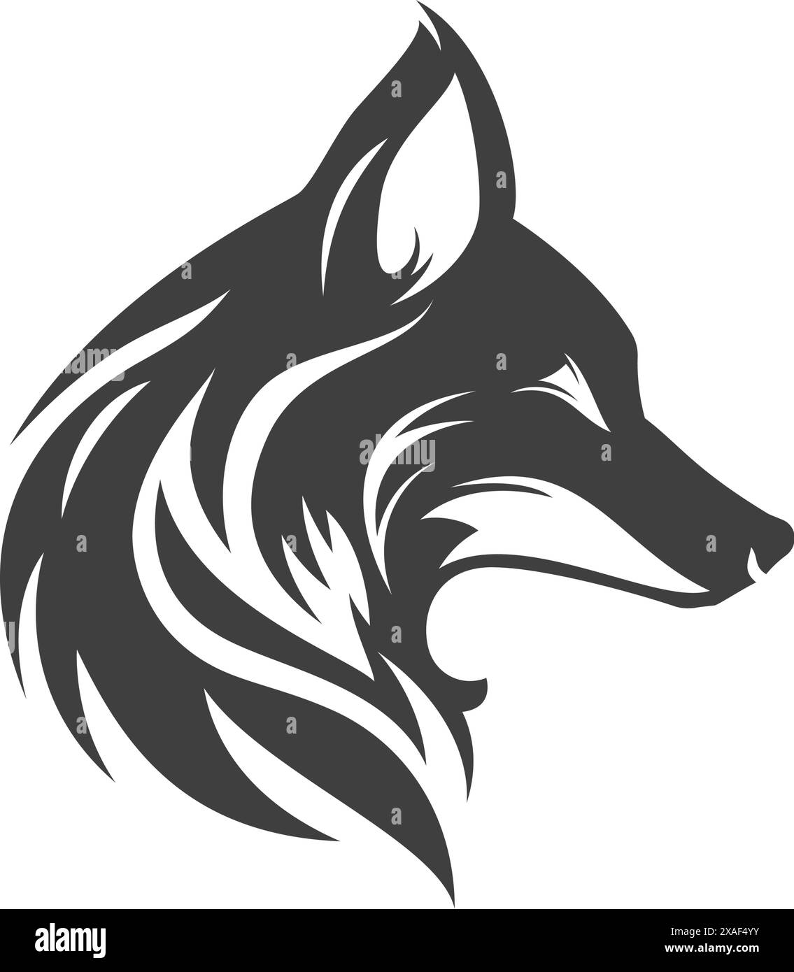 Fox head profile furry wild mammal animal camping hunting vintage icon ...