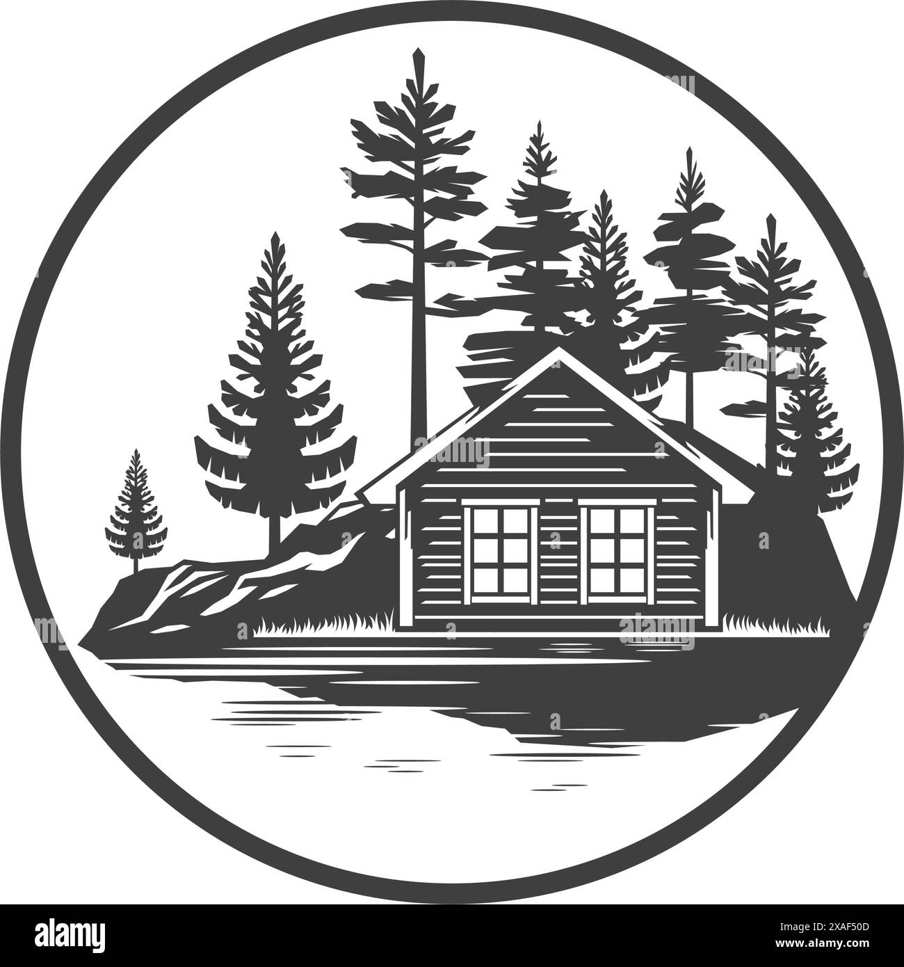 Camping cabin hut wooden scout house nature summer vacation circle ...