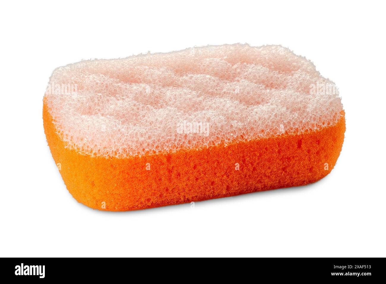 Orange and white bath massage sponge isolated on white with clipping ...