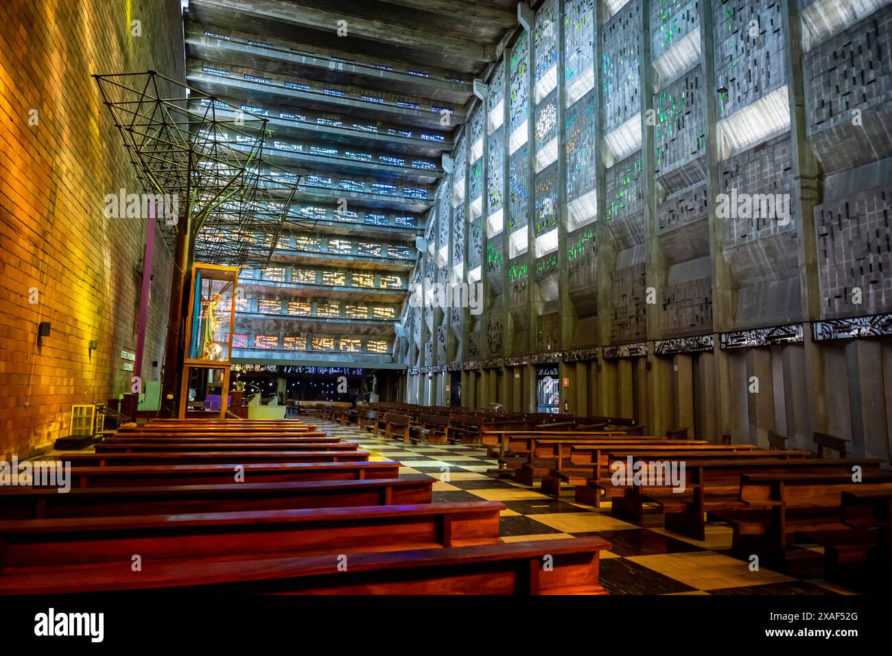 Colourful interior of El Rosario Church, a modernist Catholic church ...