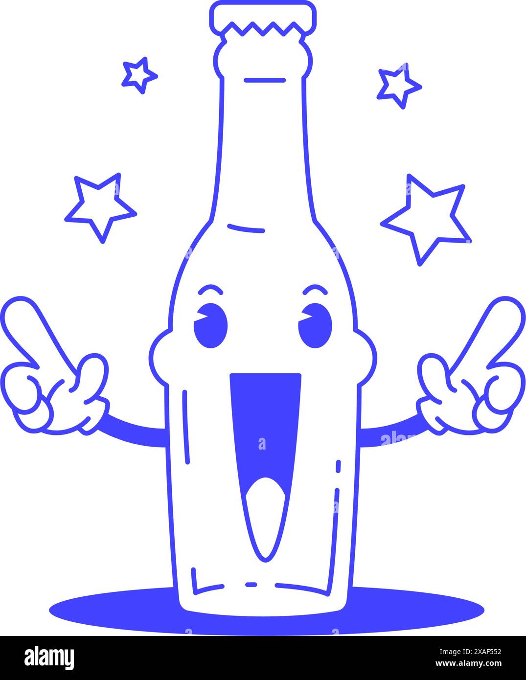 Party glass bottle comic cartoon character refreshing drink retro 30s ...