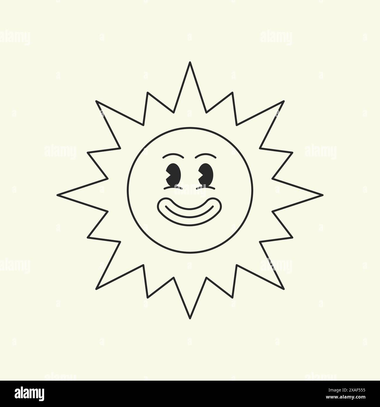 Smiling sun bright summer cartoon character comic mascot retro 30s ...